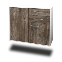 Stil.Zeit Sideboard Huntington Beach | Korpus Weiß | Treibholz hängend mit Griffen (92x79x35cm)