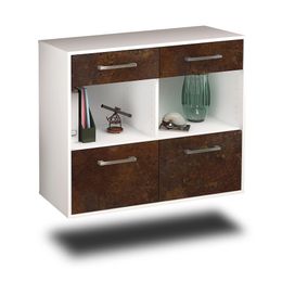 Stil.Zeit Sideboard Mobile | Korpus Weiß | Rost hängend mit Griffen (92x79x35cm)