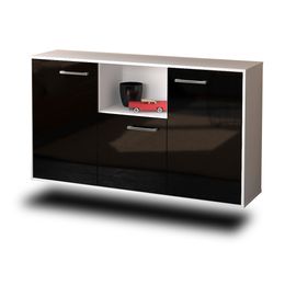 Stil.Zeit Sideboard Overland Park | Korpus Weiß | Schwarz hängend mit Griffen (136x79x35cm)