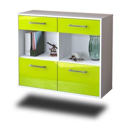 Stil.Zeit Sideboard Mobile | Korpus Weiß | Grün hängend mit Griffen (92x79x35cm)