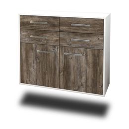 Stil.Zeit Sideboard Grand Rapids | Korpus Weiß | Treibholz hängend mit Griffen (92x79x35cm)