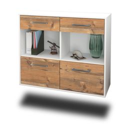 Stil.Zeit Sideboard Mobile | Korpus Weiß | Pinie hängend mit Griffen (92x79x35cm)