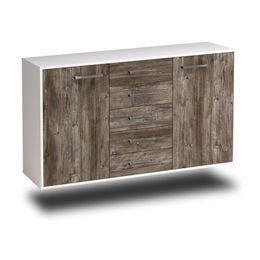 Stil.Zeit Sideboard Pembroke Pines | Korpus Weiß | Treibholz hängend mit Griffen (136x79x35cm)