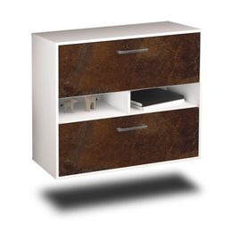 Stil.Zeit Sideboard Jackson | Korpus Weiß | Rost hängend mit Griffen (92x79x35cm)