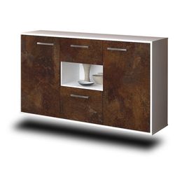 Stil.Zeit Sideboard Tallahassee | Korpus Weiß | Rost hängend mit Griffen (136x79x35cm)