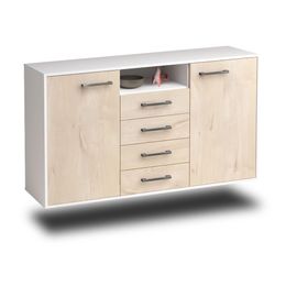 Stil.Zeit Sideboard Eugene | Korpus Weiß | Zeder hängend mit Griffen (136x79x35cm)