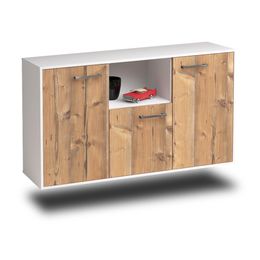 Stil.Zeit Sideboard Overland Park | Korpus Weiß | Pinie hängend mit Griffen (136x79x35cm)