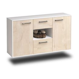 Stil.Zeit Sideboard Pasadena | Korpus Weiß | Zeder hängend mit Griffen (136x79x35cm)