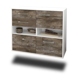 Stil.Zeit Sideboard Oxnard | Korpus Weiß | Treibholz hängend mit Griffen (92x79x35cm)