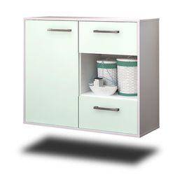 Stil.Zeit Sideboard Brownsville | Korpus Weiß | Mint hängend mit Griffen (92x79x35cm)