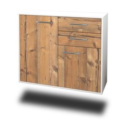 Stil.Zeit Sideboard Huntington Beach | Korpus Weiß | Pinie hängend mit Griffen (92x79x35cm)