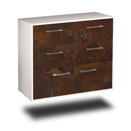 Stil.Zeit Sideboard Tempe | Korpus Weiß | Rost hängend mit Griffen (92x79x35cm)