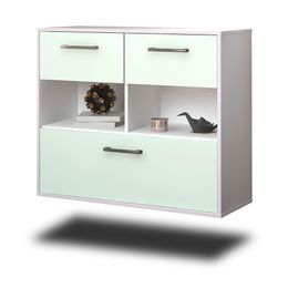 Stil.Zeit Sideboard Newport News | Korpus Weiß | Mint hängend mit Griffen (92x79x35cm)