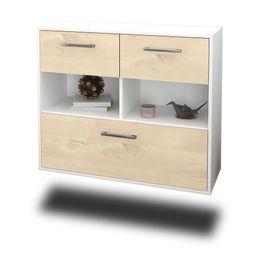 Stil.Zeit Sideboard Newport News | Korpus Weiß | Zeder hängend mit Griffen (92x79x35cm)