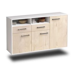 Stil.Zeit Sideboard Hollywood | Korpus Weiß | Zeder hängend mit Griffen (136x79x35cm)