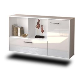 Stil.Zeit Sideboard Palmdale | Korpus Weiß | Weiß hängend mit Griffen (136x79x35cm)