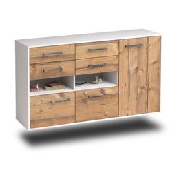 Stil.Zeit Sideboard Santa Rosa | Korpus Weiß | Pinie hängend mit Griffen (136x79x35cm)