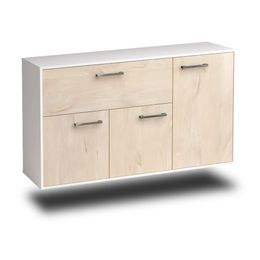 Stil.Zeit Sideboard Naperville | Korpus Weiß | Zeder hängend mit Griffen (136x79x35cm)