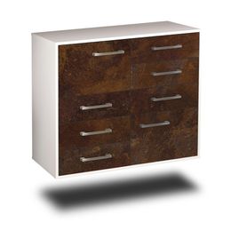 Stil.Zeit Sideboard Paradise | Korpus Weiß | Rost hängend mit Griffen (92x79x35cm)