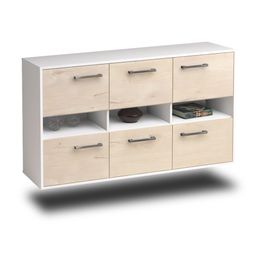 Stil.Zeit Sideboard Rockford | Korpus Weiß | Zeder hängend mit Griffen (136x79x35cm)