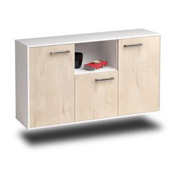 Stil.Zeit Sideboard Overland Park | Korpus Weiß | Zeder hängend mit Griffen (136x79x35cm)