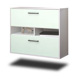 Stil.Zeit Sideboard Jackson | Korpus Weiß | Mint hängend mit Griffen (92x79x35cm)