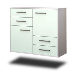 Stil.Zeit Sideboard Little Rock | Korpus Weiß | Mint hängend mit Griffen (92x79x35cm)