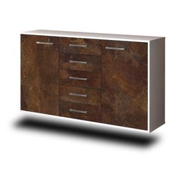 Stil.Zeit Sideboard Pembroke Pines | Korpus Weiß | Rost hängend mit Griffen (136x79x35cm)