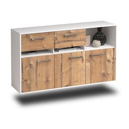 Stil.Zeit Sideboard Enterprise | Korpus Weiß | Pinie hängend mit Griffen (136x79x35cm)