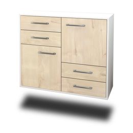 Stil.Zeit Sideboard Little Rock | Korpus Weiß | Zeder hängend mit Griffen (92x79x35cm)