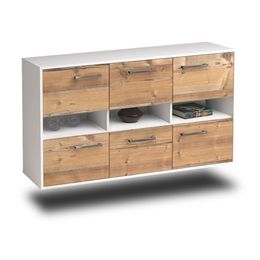 Stil.Zeit Sideboard Rockford | Korpus Weiß | Pinie hängend mit Griffen (136x79x35cm)