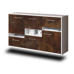 Stil.Zeit Sideboard Hayward | Korpus Weiß | Rost hängend mit Griffen (136x79x35cm)