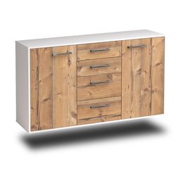 Stil.Zeit Sideboard Corona | Korpus Weiß | Pinie hängend mit Griffen (136x79x35cm)