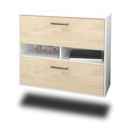 Stil.Zeit Sideboard Jackson | Korpus Weiß | Zeder hängend mit Griffen (92x79x35cm)