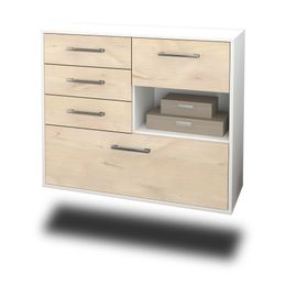 Stil.Zeit Sideboard Knoxville | Korpus Weiß | Zeder hängend mit Griffen (92x79x35cm)