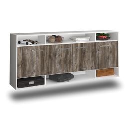 Stil.Zeit Sideboard Provo | Korpus Weiß | Treibholz hängend mit Griffen (180x79x35cm)