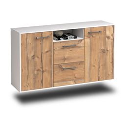 Stil.Zeit Sideboard Dayton | Korpus Weiß | Pinie hängend mit Griffen (136x79x35cm)