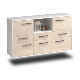 Stil.Zeit Sideboard Pomona | Korpus Weiß | Zeder hängend mit Griffen (136x79x35cm)