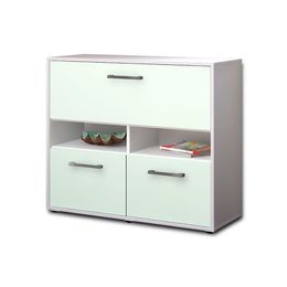 Stil.Zeit Sideboard Cassandra | Korpus Weiß | Mint mit Griffen (92x79x35cm)