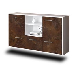 Stil.Zeit Sideboard Grand Prairie | Korpus Weiß | Rost hängend mit Griffen (136x79x35cm)