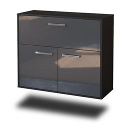 Stil.Zeit Sideboard Irving | Korpus Anthrazit | Grau hängend mit Griffen (92x79x35cm)