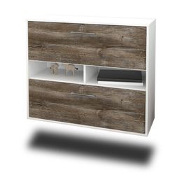 Stil.Zeit Sideboard Jackson | Korpus Weiß | Treibholz hängend mit Griffen (92x79x35cm)