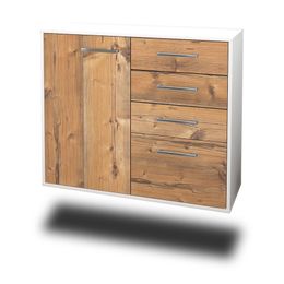 Stil.Zeit Sideboard Tacoma | Korpus Weiß | Pinie hängend mit Griffen (92x79x35cm)