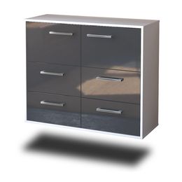 Stil.Zeit Sideboard Worcester | Korpus Weiß | Grau hängend mit Griffen (92x79x35cm)