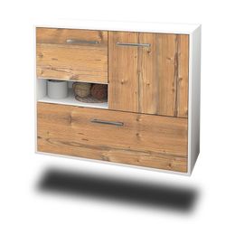 Stil.Zeit Sideboard Santa Clarita | Korpus Weiß | Pinie hängend mit Griffen (92x79x35cm)