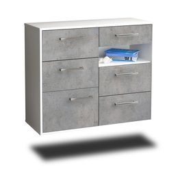 Stil.Zeit Sideboard Huntsville | Korpus Weiß | Beton hängend mit Griffen (92x79x35cm)