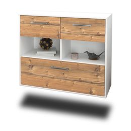 Stil.Zeit Sideboard Newport News | Korpus Weiß | Pinie hängend mit Griffen (92x79x35cm)