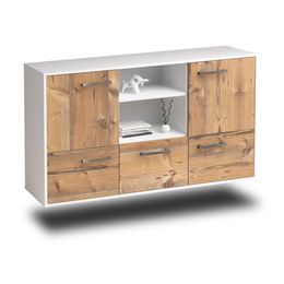 Stil.Zeit Sideboard Grand Prairie | Korpus Weiß | Pinie hängend mit Griffen (136x79x35cm)