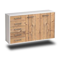 Stil.Zeit Sideboard Peoria | Korpus Weiß | Pinie hängend mit Griffen (136x79x35cm)