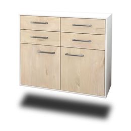 Stil.Zeit Sideboard Grand Rapids | Korpus Weiß | Zeder hängend mit Griffen (92x79x35cm)